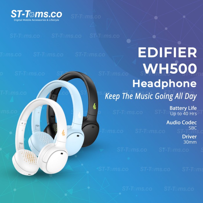 Jual Edifier WH500 / WH 500 On-Ear Bluetooth Headphone Foldable 40h ...