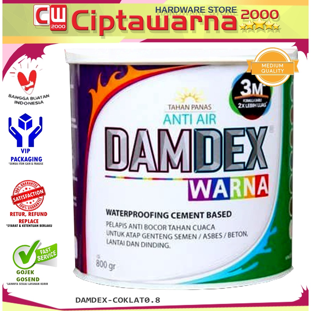 Jual Cat DAMDEX WARNA 0.8kg COKELAT BROWN WATERPROOFING KOLAM IKAN ...
