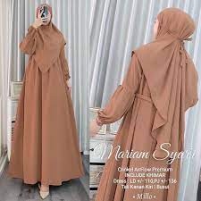 Jual Mariyam Syari Crinkle Set Khimar Gamis Plus Hijab / Gamis Syar'i Terbaru Lebaran 2023 ...