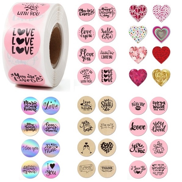 Jual Stiker Sticker Roll 500pcs Love Label Bulat Bahan Kertas Chromo ...