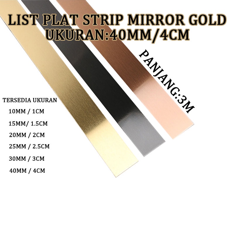 Jual List Plat Strip Mirror Gold 40MMx305CMxT0.8MM Stainless - List ...