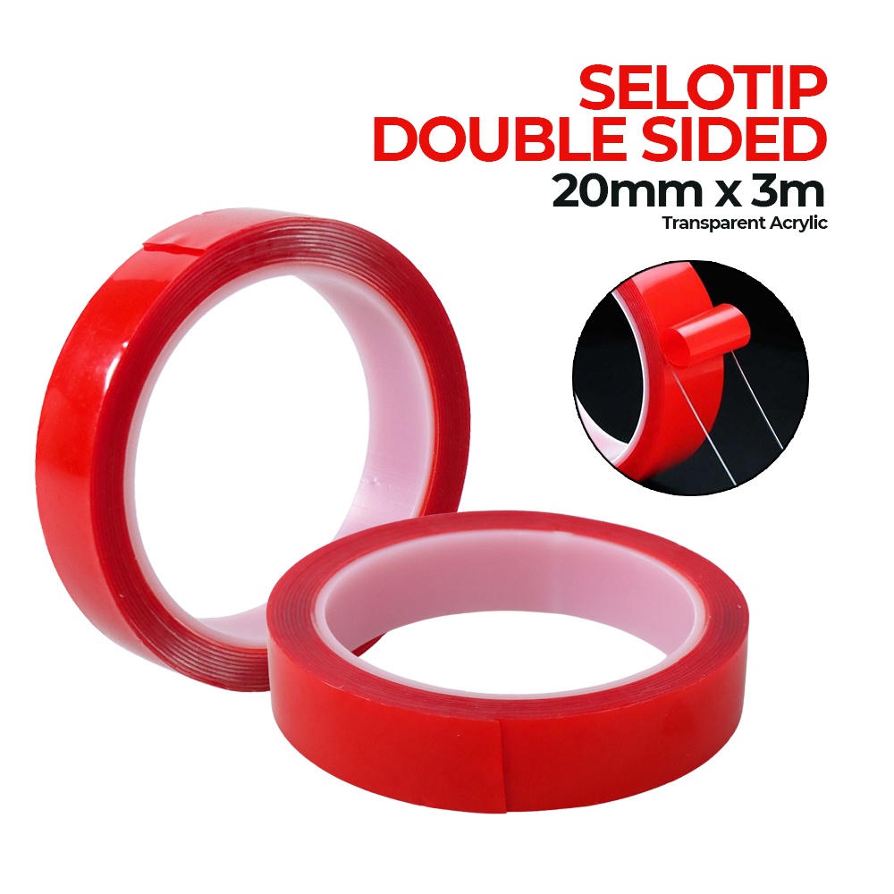 Jual Selotip Double Sided Tape Transparent Acrylic 3m 20 mm - Lakban ...