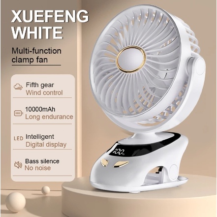 Jual 10000mAh /15000mAh Kipas Angin USB Clip Mini Fan Rotating Kipas ...