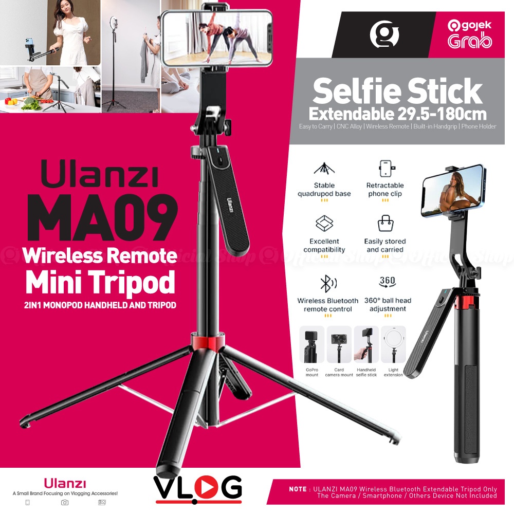 Jual ULANZI MA09 Selfie Stick Bluetooth Wireless for Vlog Video ...