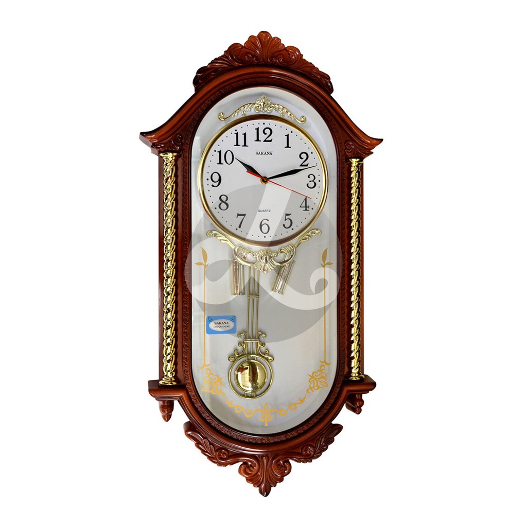 Jual Clock Jam Dinding Rumah Kotak Sakana 322 Jam Bandul Lonceng ...