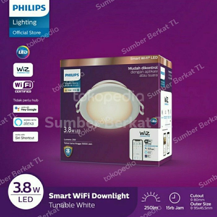Jual Philips Smart wifi led downlight 4W - Lampu Tunable 4 Watt 8 Cm | Shopee Indonesia