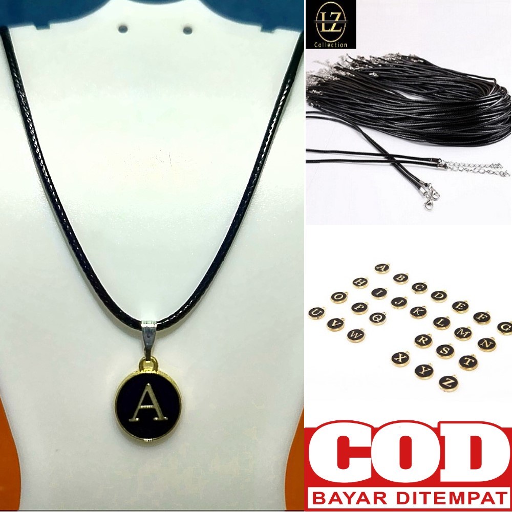 Jual (COD) KALUNG TALI / KALUNG HURUF INISIAL A-Z LIONTIN ENAMEL EPOXY ...