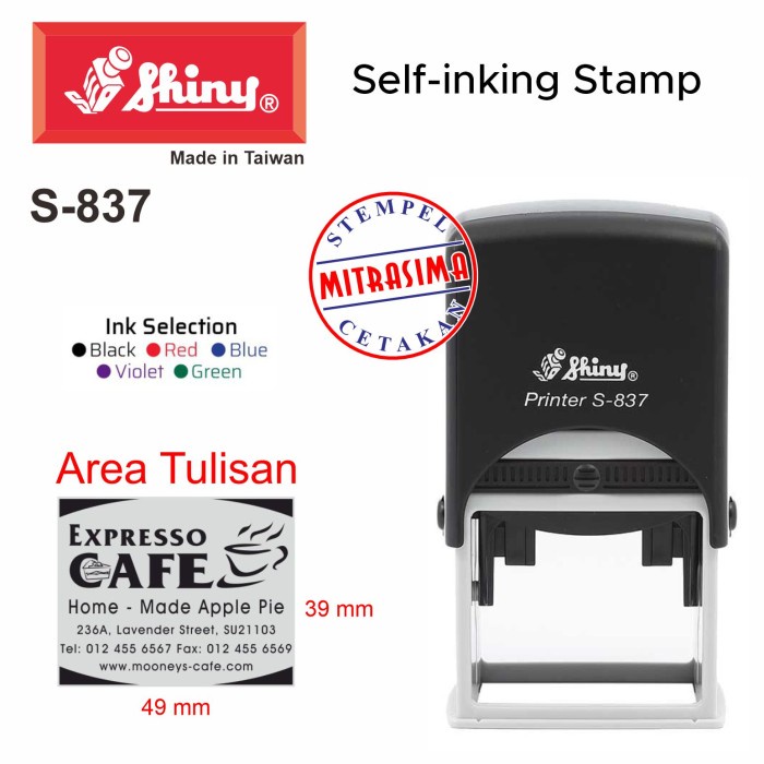 Jual Stempel Shiny S-837 ( Shiny bentuk persegi S837 Tipe S 837 ...
