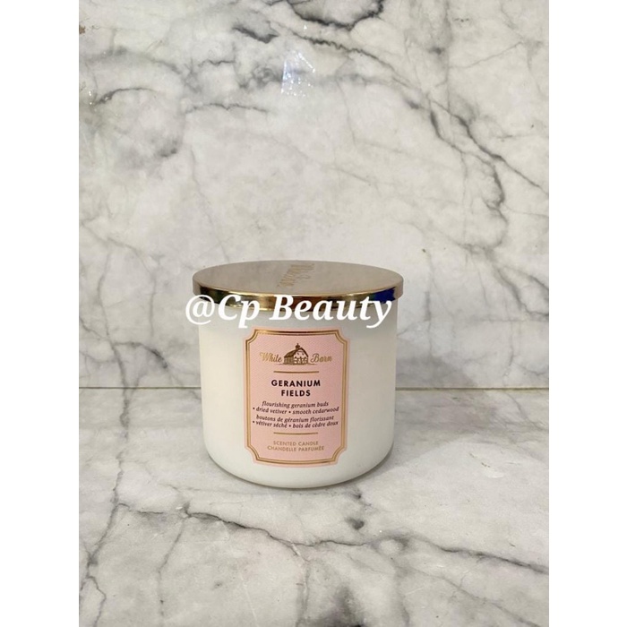 Jual BBW THREE WICK CANDLE GERANIUM FIELDS | Shopee Indonesia