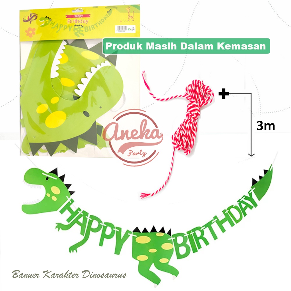 Jual banner HBD dinosaurus besar / banner ulang tahun happy birthday ...