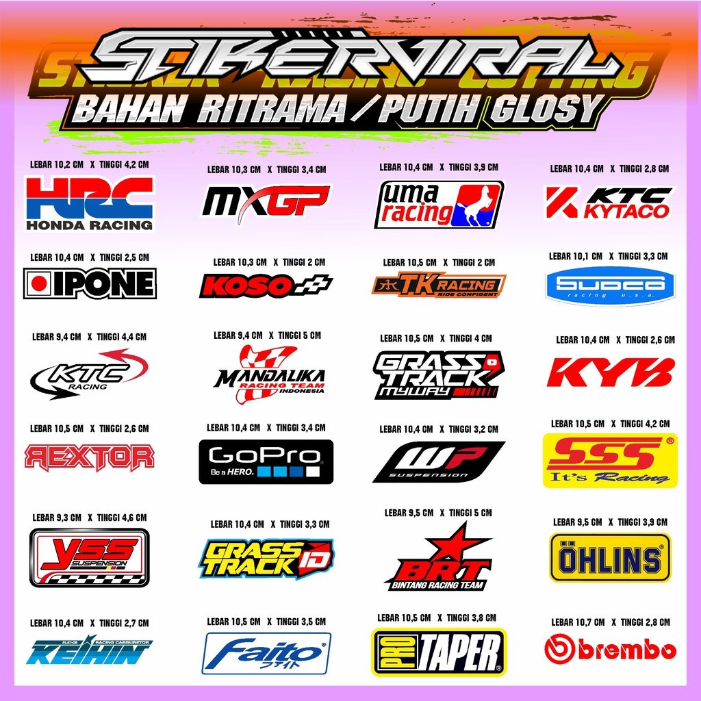 Jual stiker racing / sticker team balap viral / sticker bengkel ...