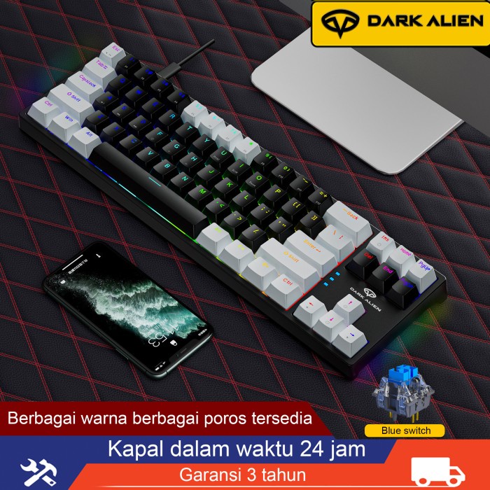 Jual DARK ALIEN K710 hotswap keyboard mechanical gaming TKL RGB ...