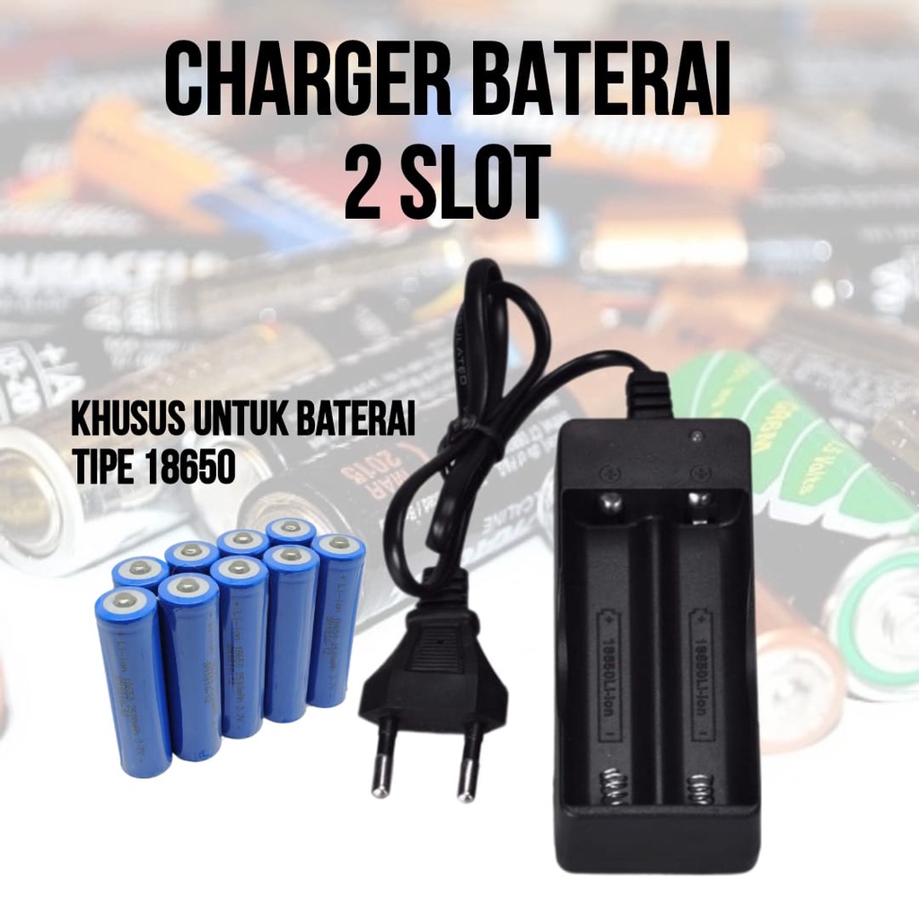 Jual Charger Baterai 2 Slot Charger Batre 18650 Charger Battery 2 Slot ...