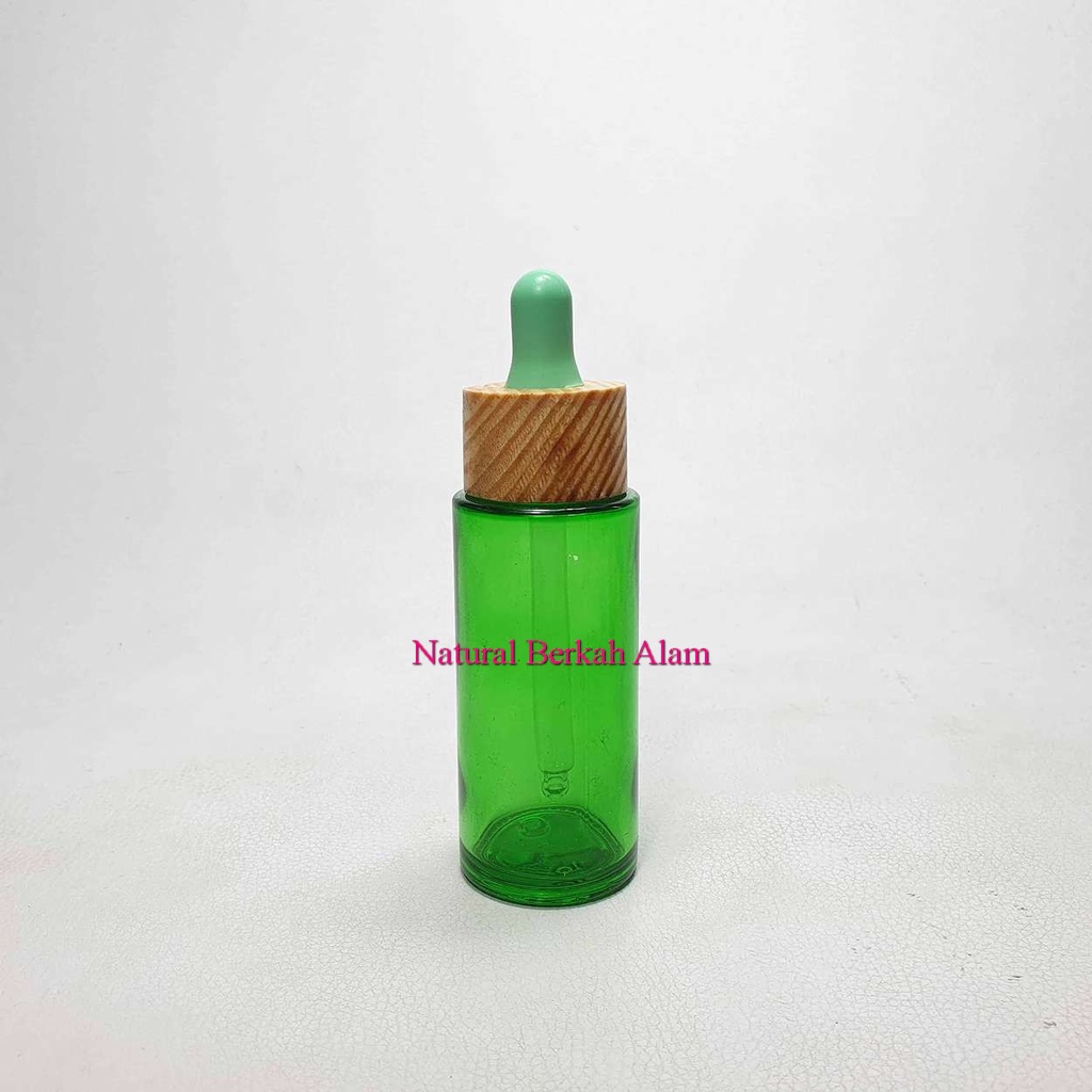 Jual Botol Kaca Serum 50 ml Cilinder Hijau Ori Tutup Pipet Kayu / Botol ...