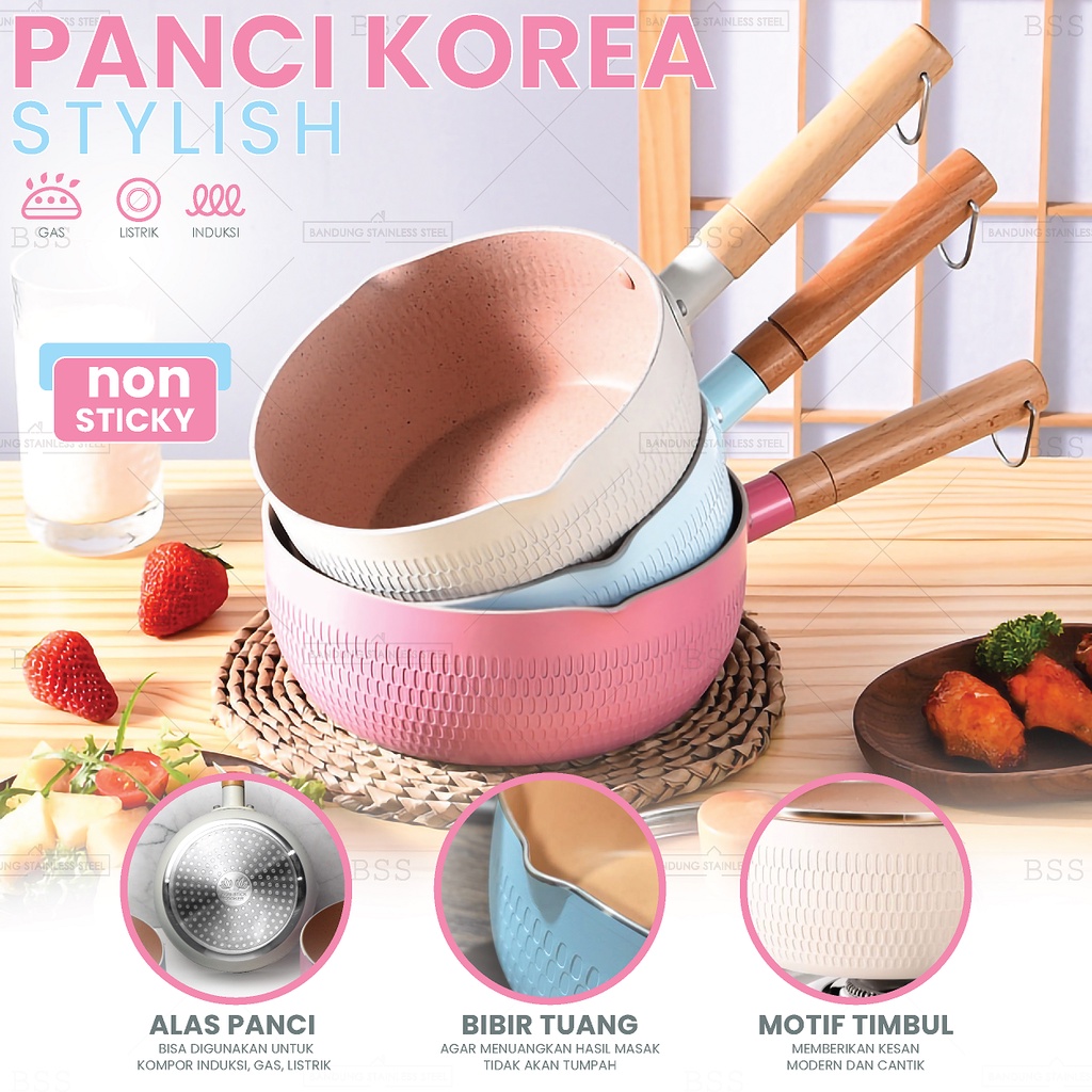 Jual Panci Korea Susu Milk Pot Warna Alumunium Batu Medis 18CM 20CM ...