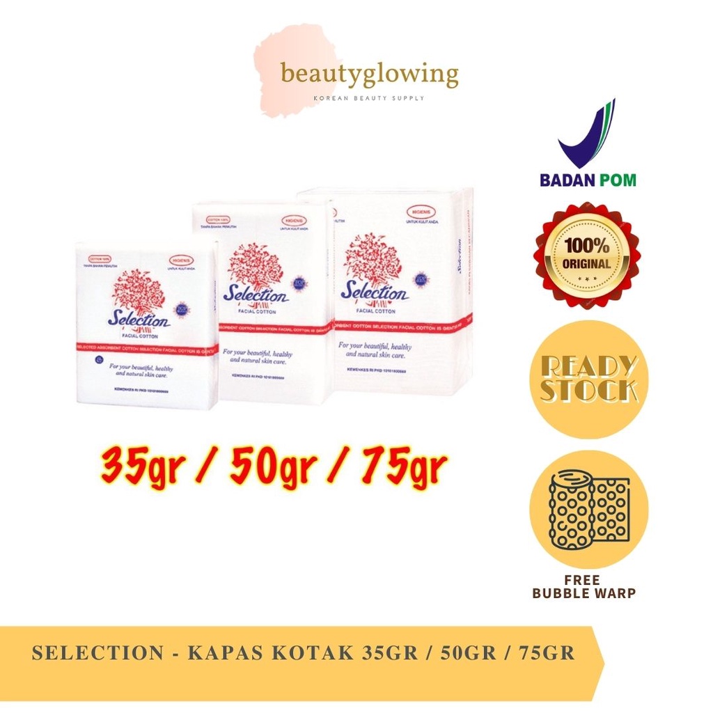 Jual SELECTION KAPAS KOTAK 35GR / 50GR / 75GR | Kapas Wajah Facial ...