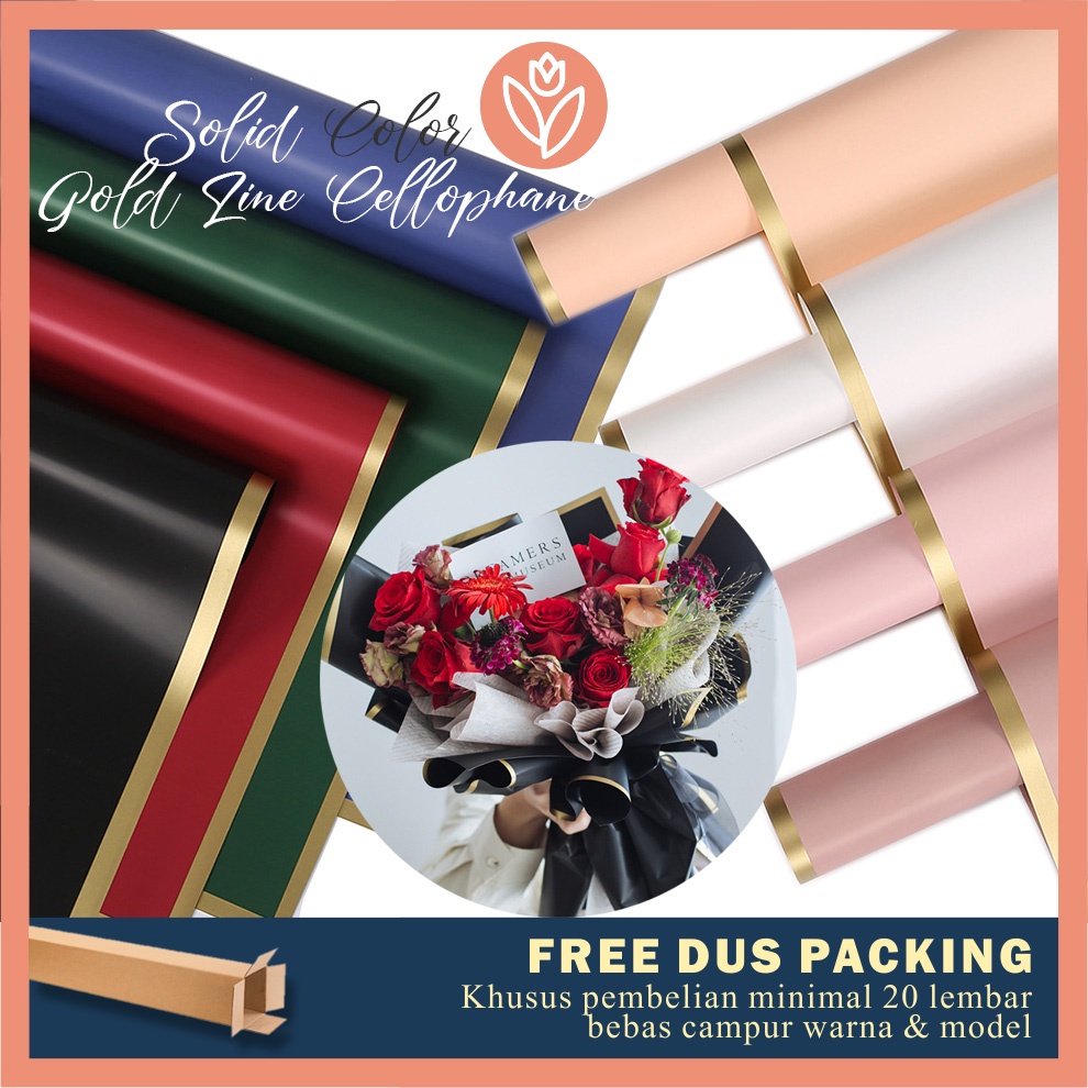 Jual TULIP PAPERIE FLOWER WRAPPING SOLID GOLD LINE COLOR CELLOPHANE ...