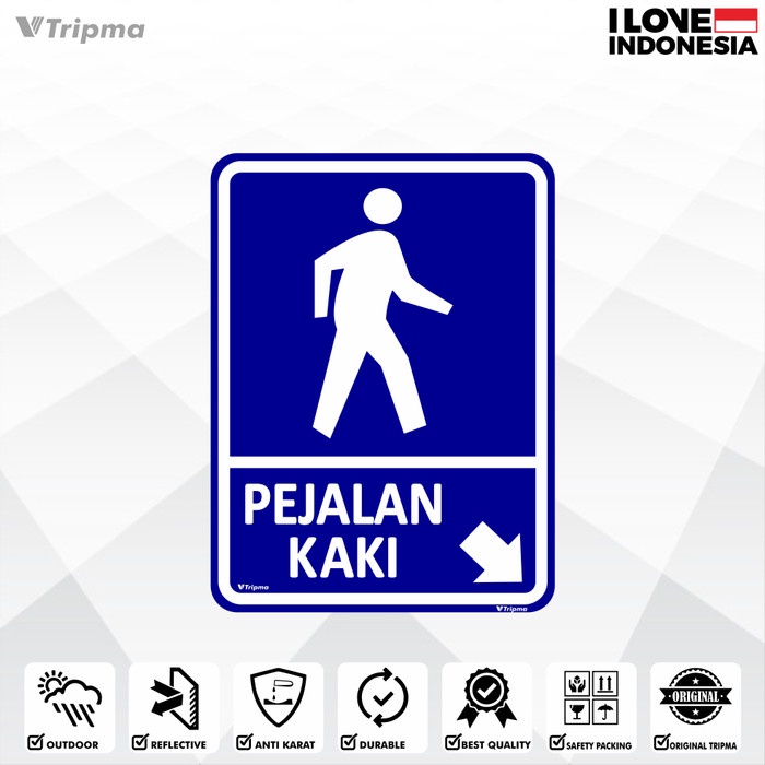 Jual Rambu Pejalan Kaki - Arah Kanan- 45cm x 60cm Plat Alumunium ...