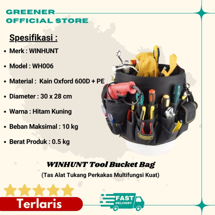 Jual WINHUNT Tool Bucket Bag - Tas Alat Tukang Perkakas Multifungsi Kuat | Shopee Indonesia