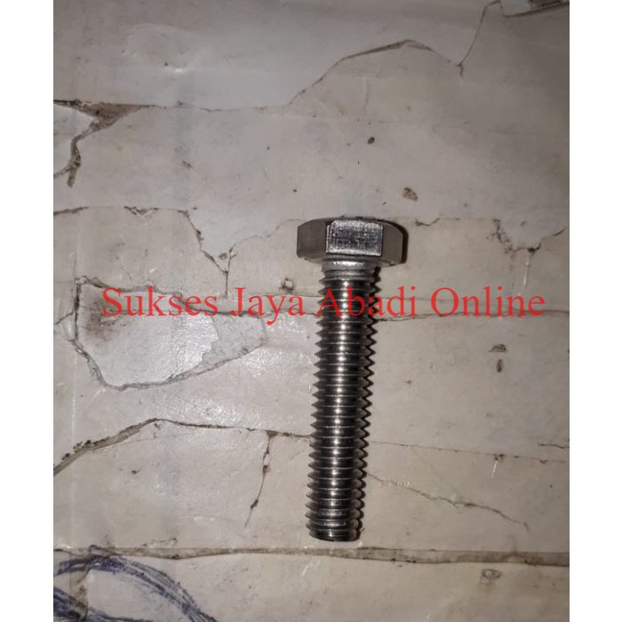 Jual BAUT MUR HEX STAINLESS STEEL 304 5/16" X 2" / BMK / BAUT HEXAGON / BOLT NUT / CHROME / BAJA ...