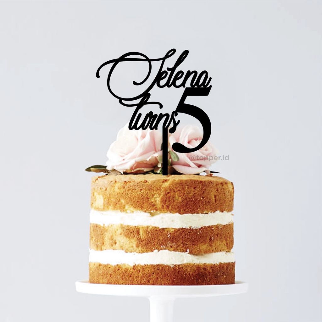 Jual Caketopper Akrilik Turns 5 Cake Topper Happy Birthday Hias Kue ...