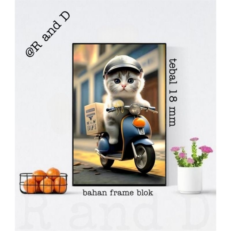 Jual Hiasan dinding gambar kucing lucu ukuran A3, Dekorasi dinding ...