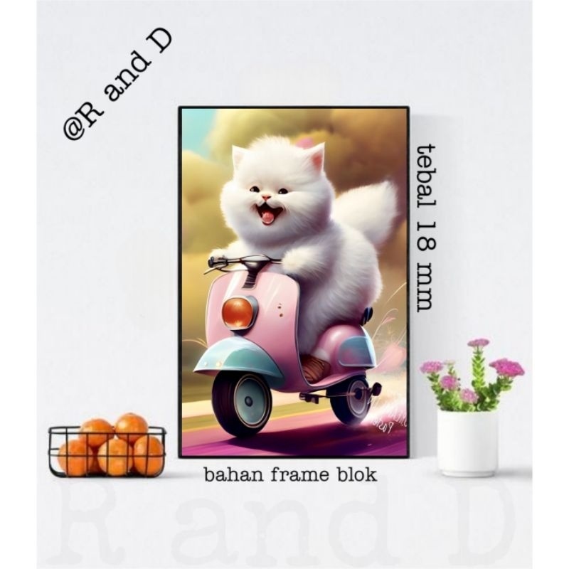 Jual Hiasan dinding gambar kucing lucu ukuran A3, Dekorasi dinding ...