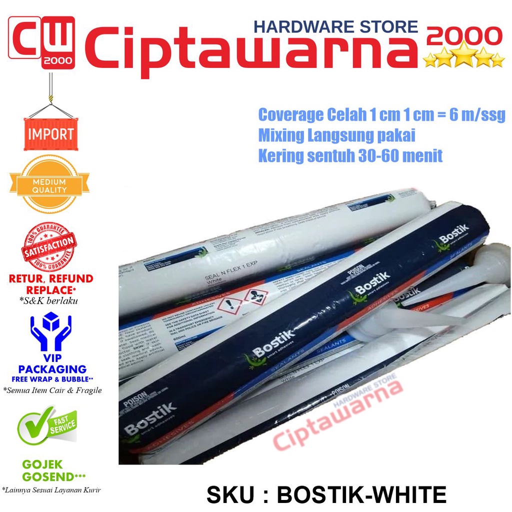Jual Lem Bostik Sosis Seal And Flex PU PUTIH WHITE sealant sealer 600ML ...