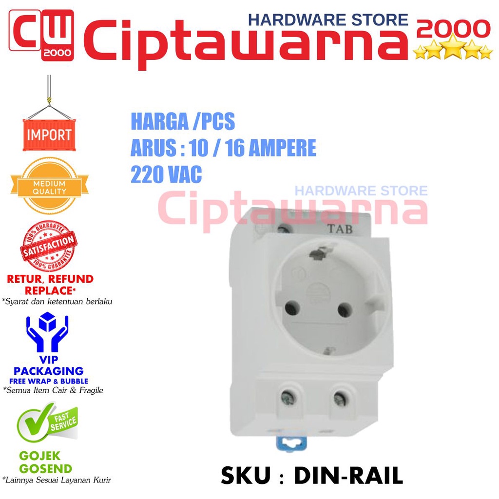 Jual Stop Kontak Listrik Rumah Panel Socket Din Rail Tab 250 VAC - Cw2 ...