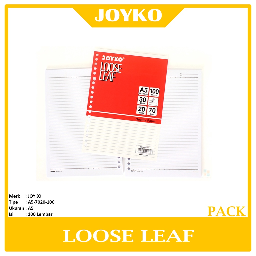 Jual JOYKO - Loose Leaf Refill Kertas A5 100 Lembar - Pack | Shopee Indonesia