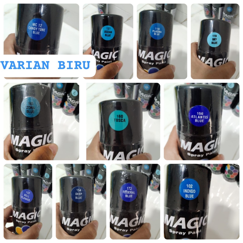 Jual cat spray pilok pilox magic 300cc varian biru muda biru tua biru ...