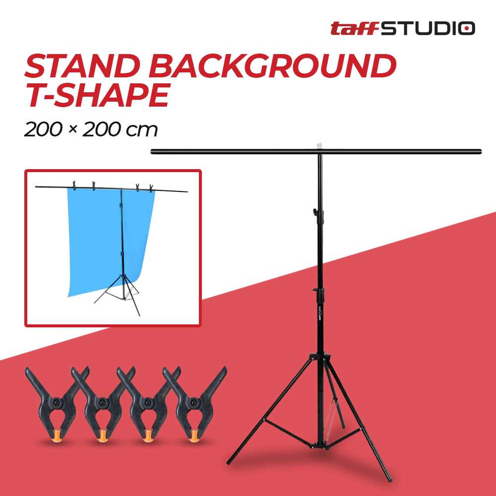 Jual Stand Background Backdrop TaffSTUDIO T-Shape With Clip Clamp ...