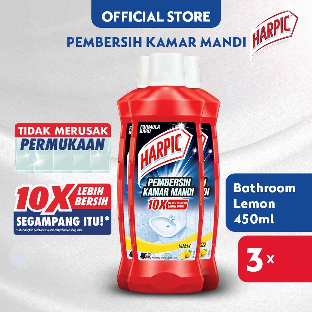 Jual Harpic Bathroom Lemon Bottle 450 ml x 3 - Pembersih Permukaan ...
