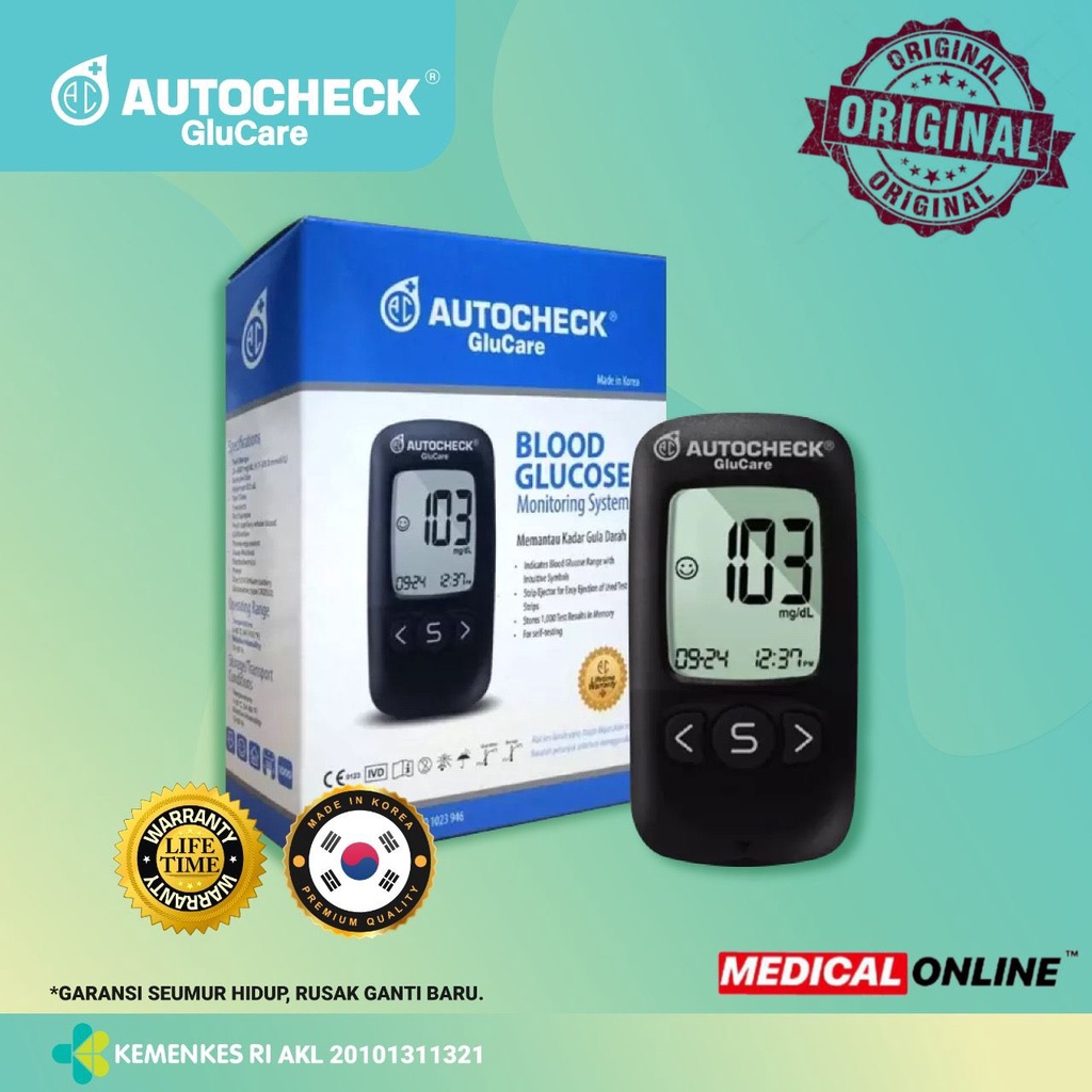 Jual AUTOCHECK GLUCARE GLUCOSE ALAT CEK GULA DARAH AUTO CHECK ...