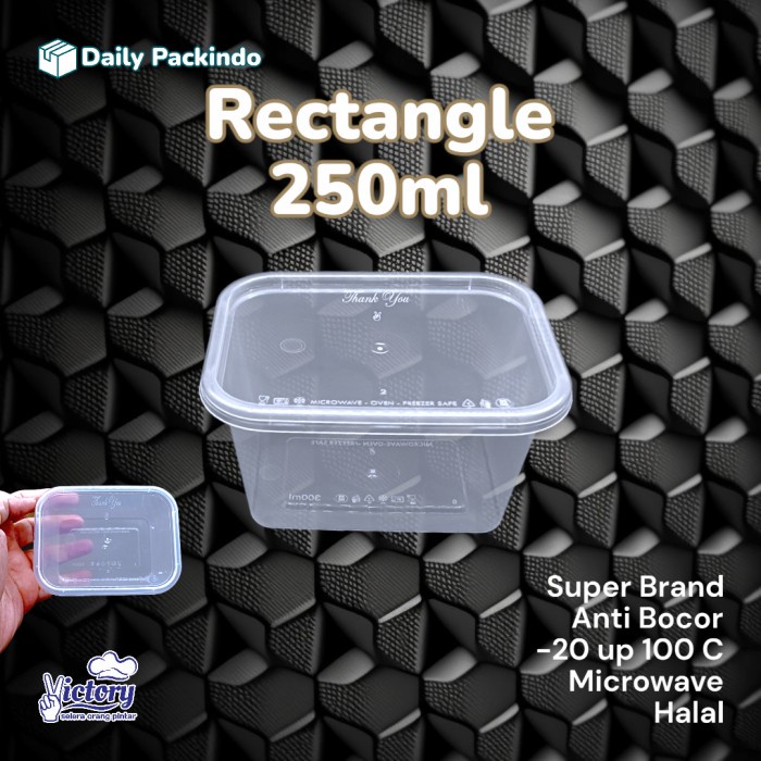 Jual Thinwall 250 ml rectangle plastik kotak makan | Shopee Indonesia