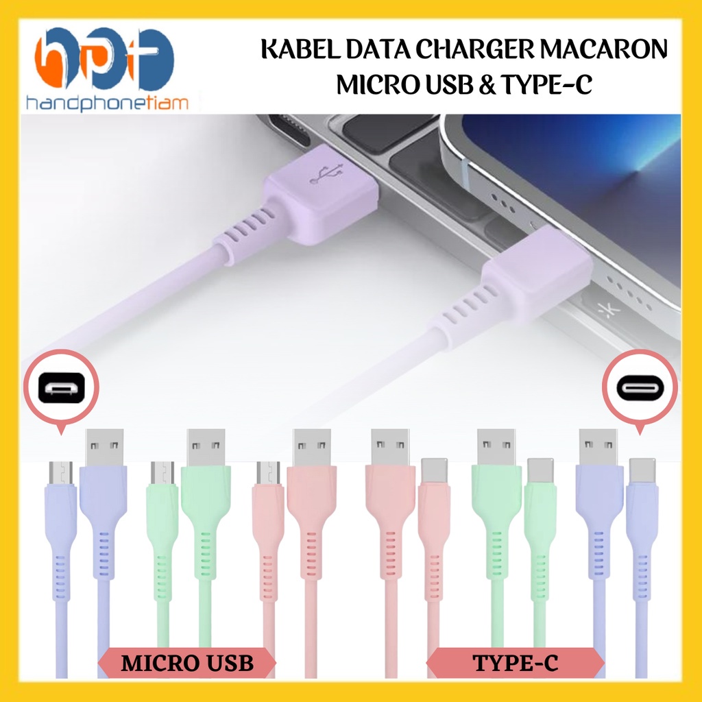 Jual [HPT]Kabel Data Charger Macaron Micro Usb Type C Cable Casan Android / Powerbank Bentuk ...