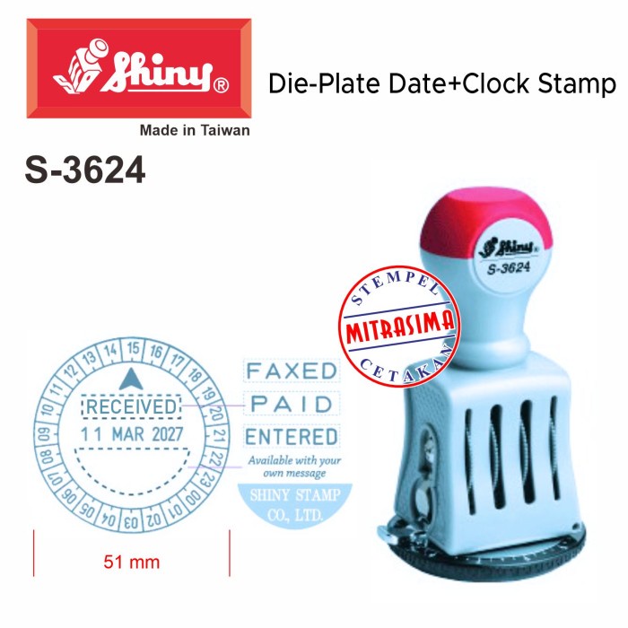 Jual Stempel Shiny S-3624 ( Die Plate Dater + clock S3624 Tipe S 3624 ...