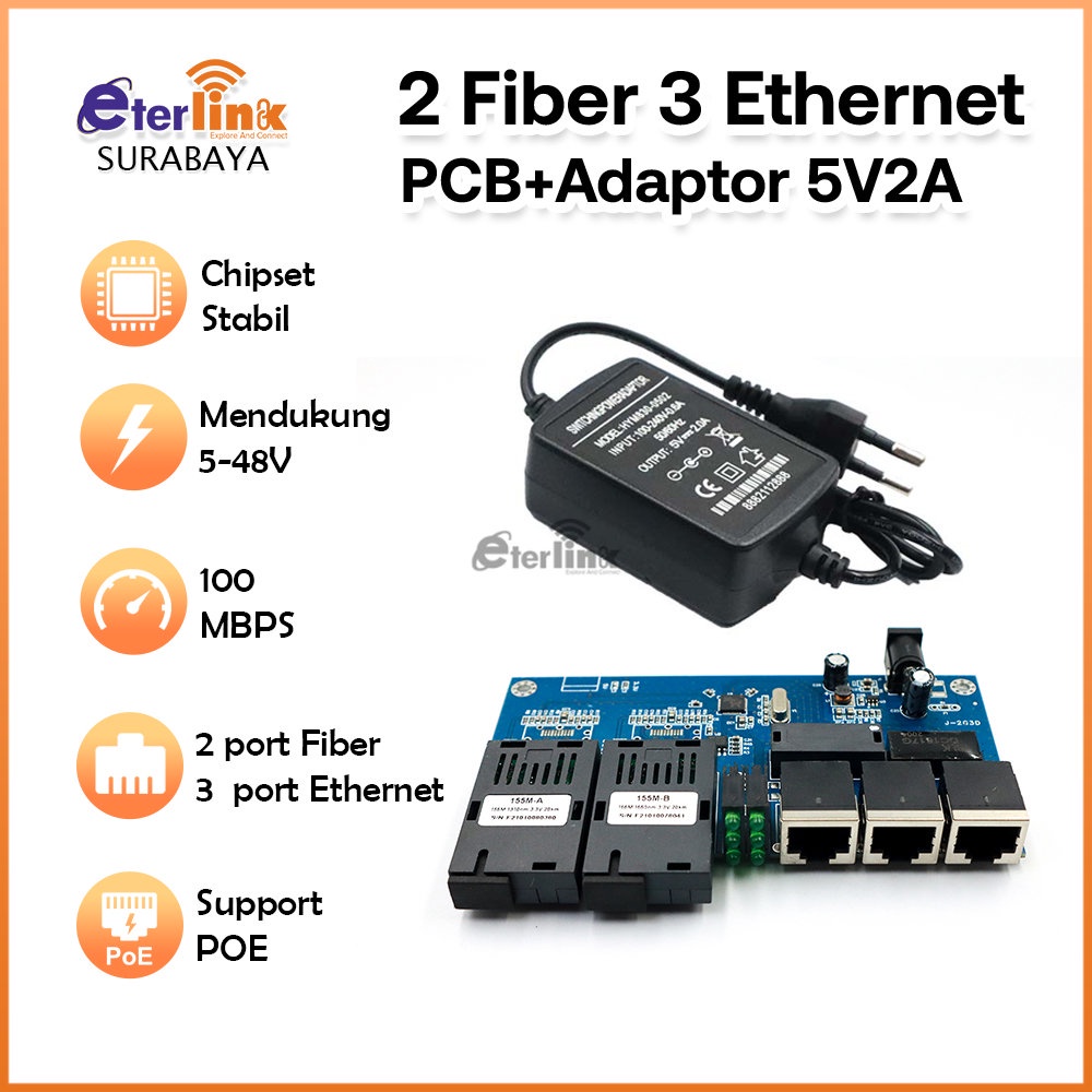 Jual PCB Board Single Mode Fast Ethernet 10 / 100Mbps 2 SC 3 RJ45 Fiber ...