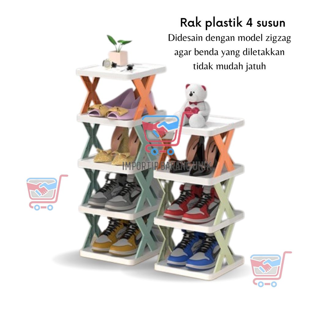 Jual IMB -G412- Rak Sepatu 4 Susun Plastic - Rak Sepatu Sandal Model ...