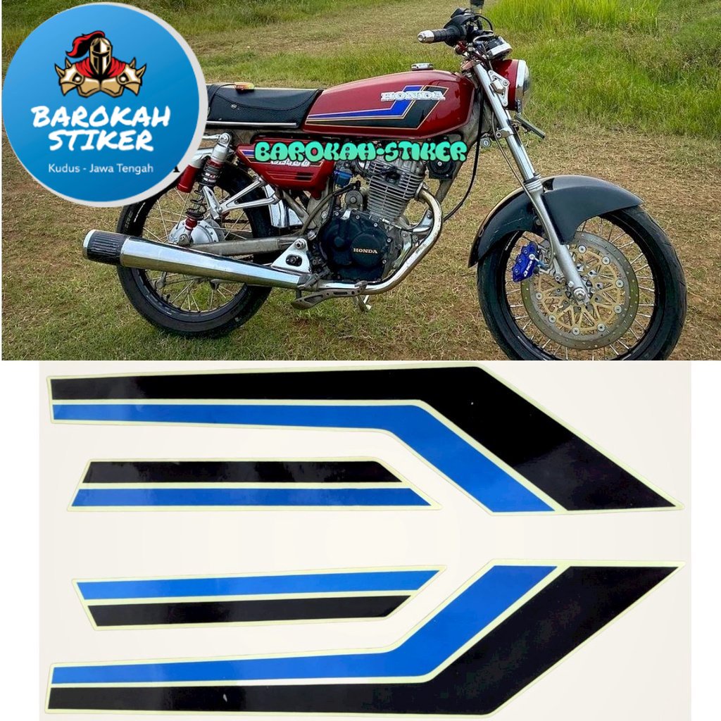 Jual Striping Stiker Polet list motor Honda CB GL100 GL 100 K5 K5 Biru ...