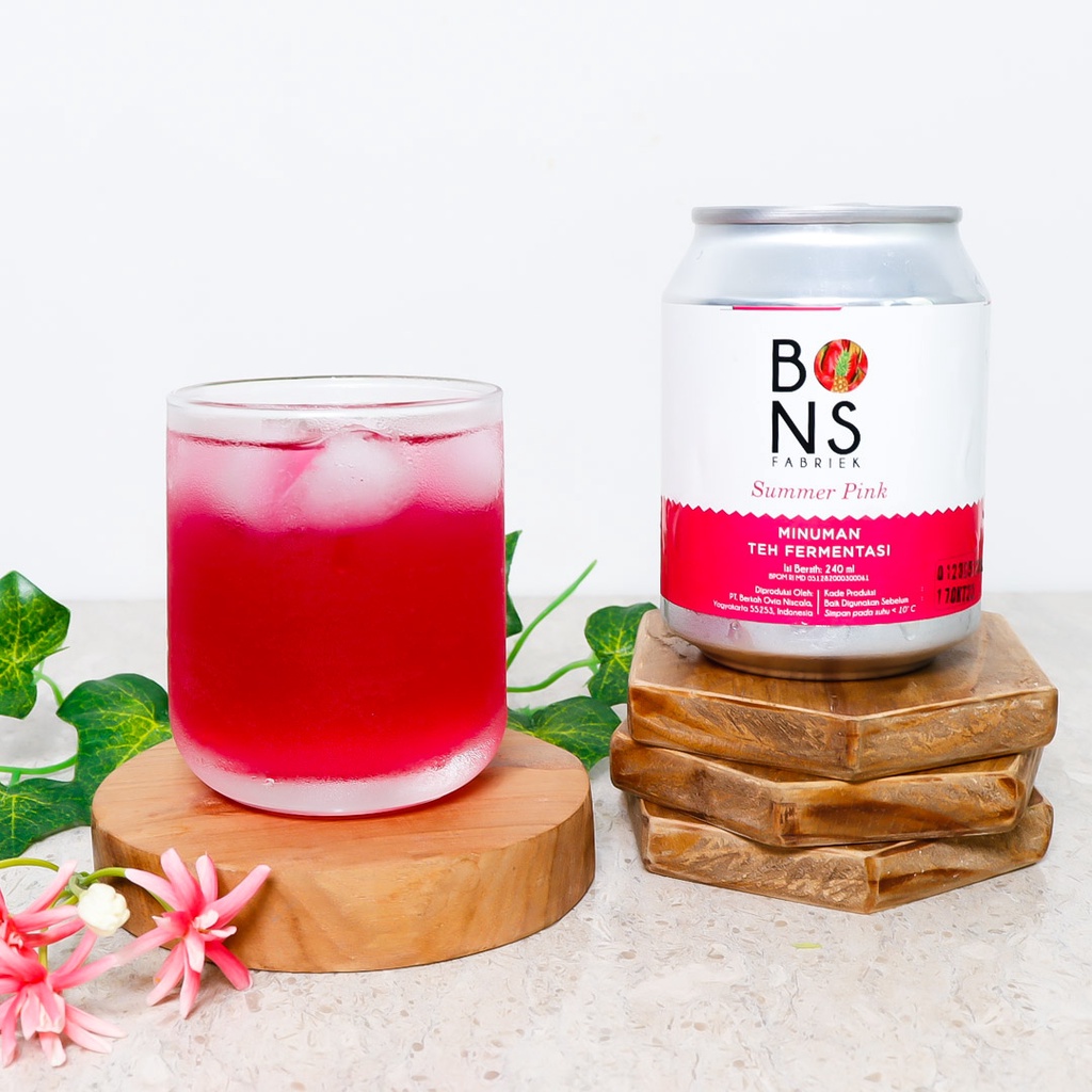 Jual 250ml Kombucha Summer Pink Sparkling Drink Teh Fermentasi - BONS ...