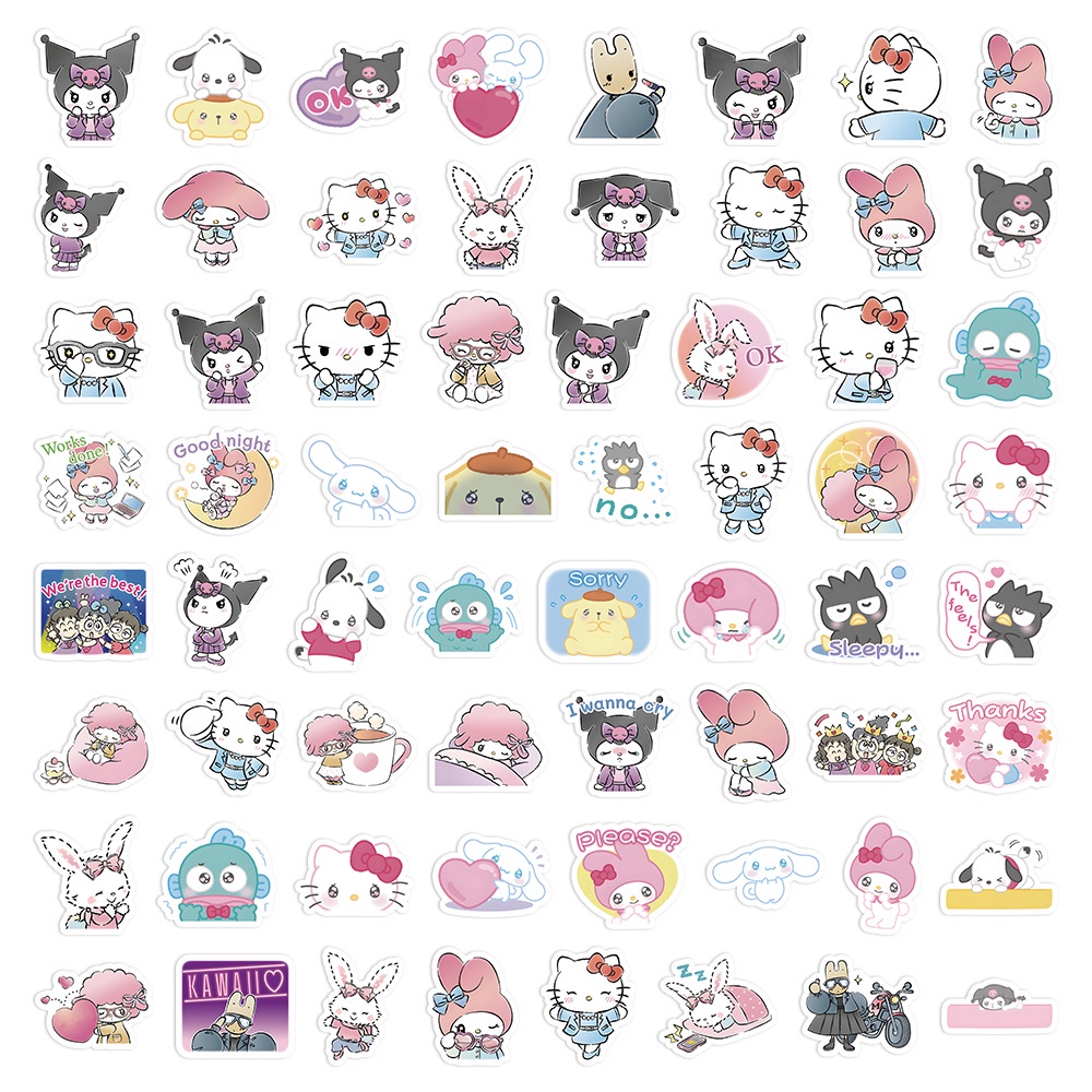 Jual (60LBR) STICKER 2D SANRIO LUCU / STIKER AESTHETIC KARTUN JEPANG MELODY KUROMI CINNAMOROL ...