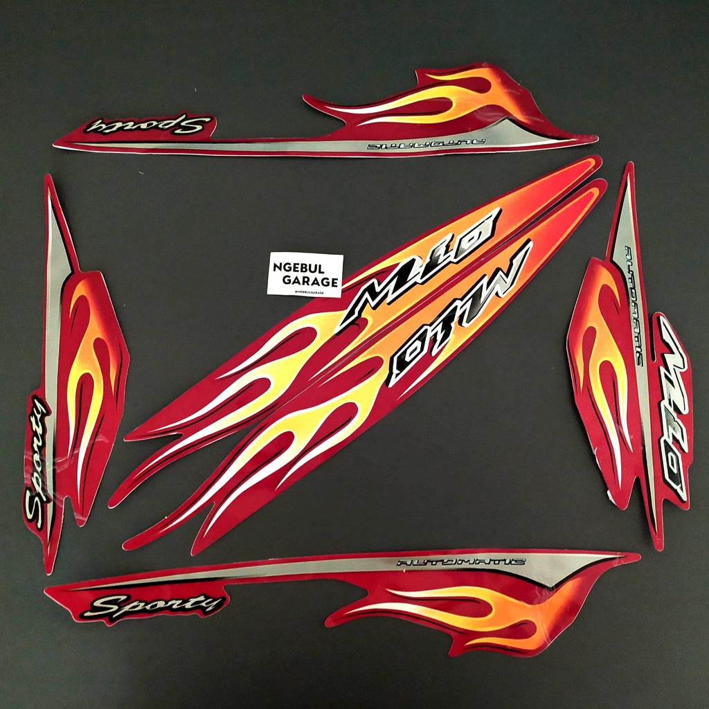 Jual Stiker Mio Sporty Api 2006 Striping YAMAHA IMI ORANGE MERAH HITAM ...