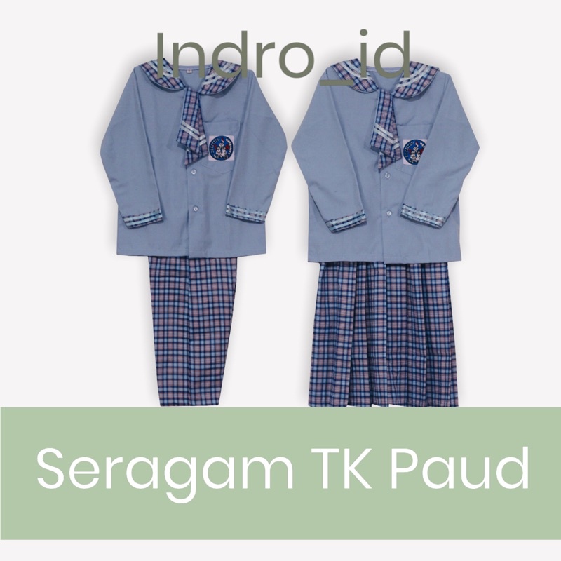 Jual tc77r SERAGAM TK PAUD BIRU KOTAK KOTAK DASI PANJANG | Shopee Indonesia