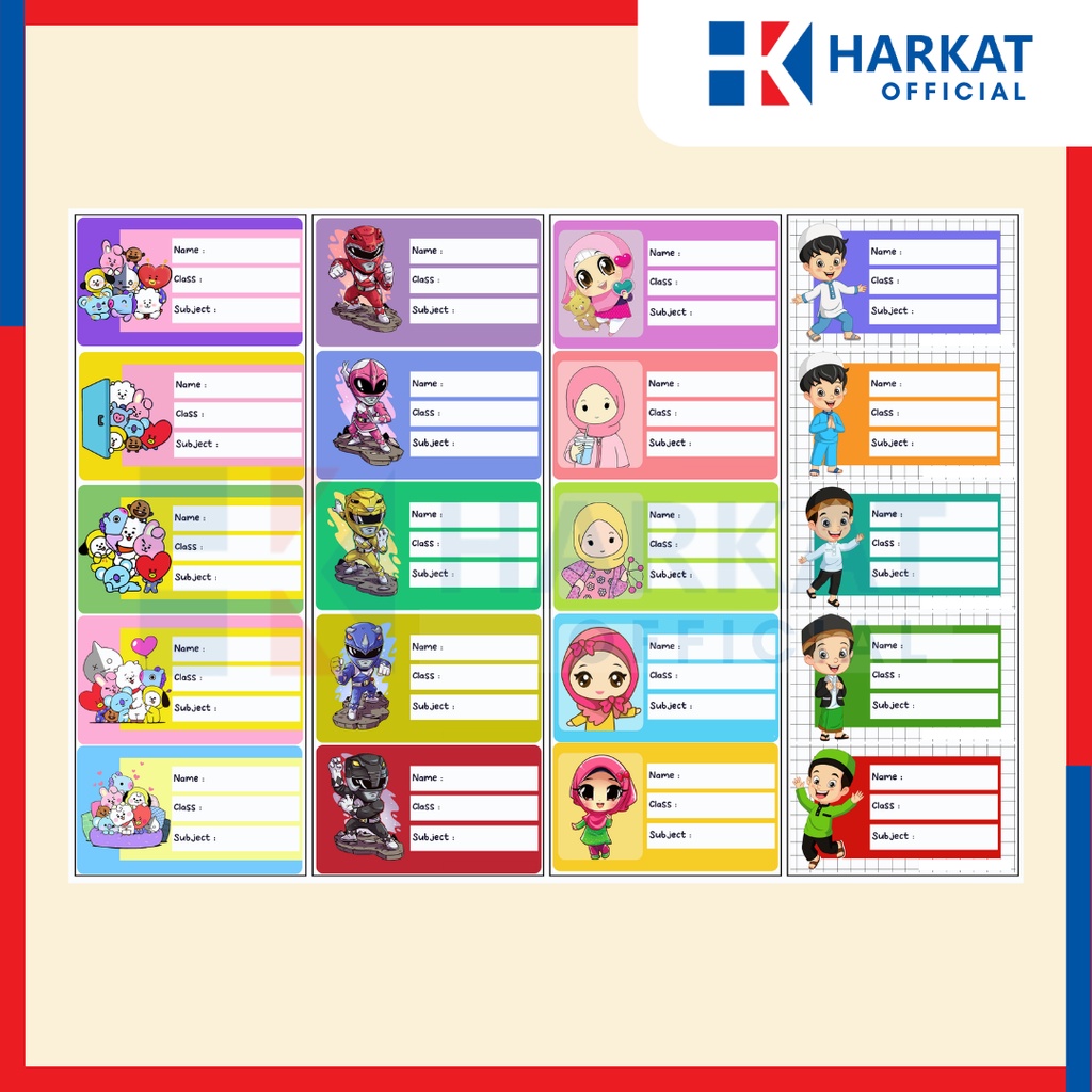 Jual (PAKET RESELLER 180 LEMBAR) Stiker Mapel Label Pelajaran Jadwal ...