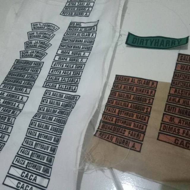 Jual Bordir papan Nama dada name tag bordir nama sekolah lokasi sekolah ...