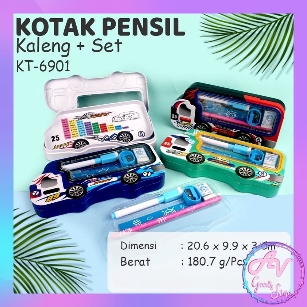 Jual Kotak Pensil Kaleng SET + Whiteboard BUS KT6901 / Tempat Pensil ...