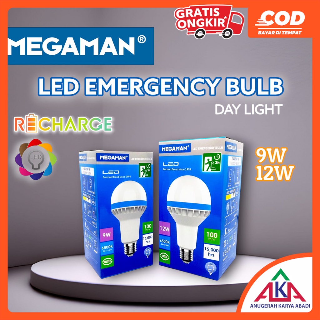 Jual MEGAMAN Bohlam MAGIC Lampu LED A Bulb Emergency Bulb 9 / 12 Watt Rechargeable | Shopee ...