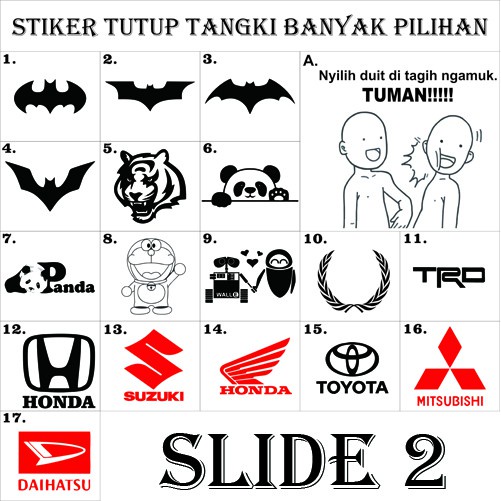 Jual STICKER STIKER TUTUP TANGKI MOBIL LOGO UNIK LUCU | Shopee Indonesia