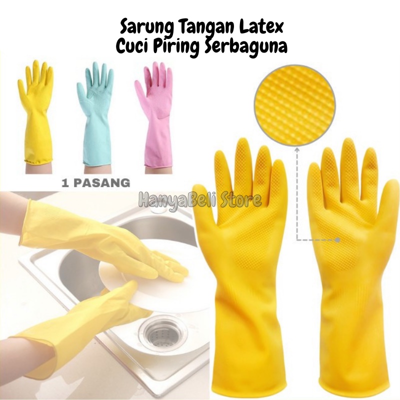 Jual HBS Sarung Tangan Latex Karet Cuci Piring Serbaguna Rubber Gloves ...
